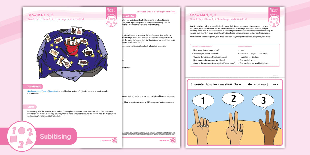 EYFS Nursery Maths Subitising Show Me 1, 2, 3 Activity Tray