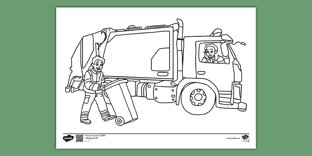Refuse Lorry Colouring Sheet (teacher made) - Twinkl