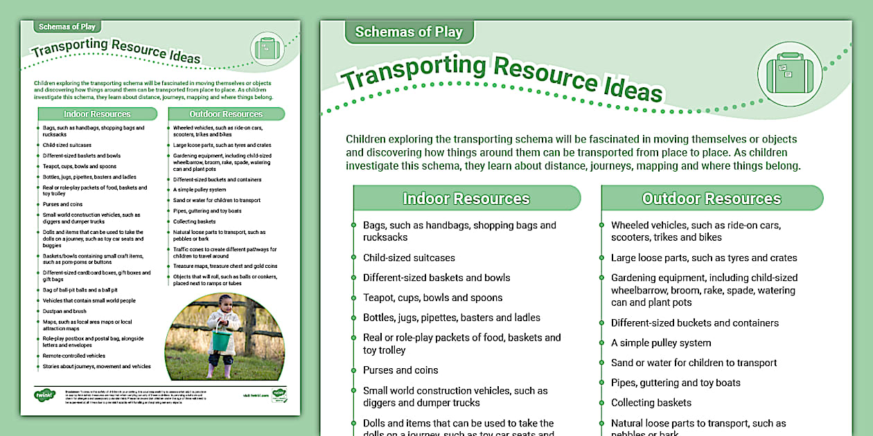 Transporting Schema: Indoor and Outdoor Resource Ideas