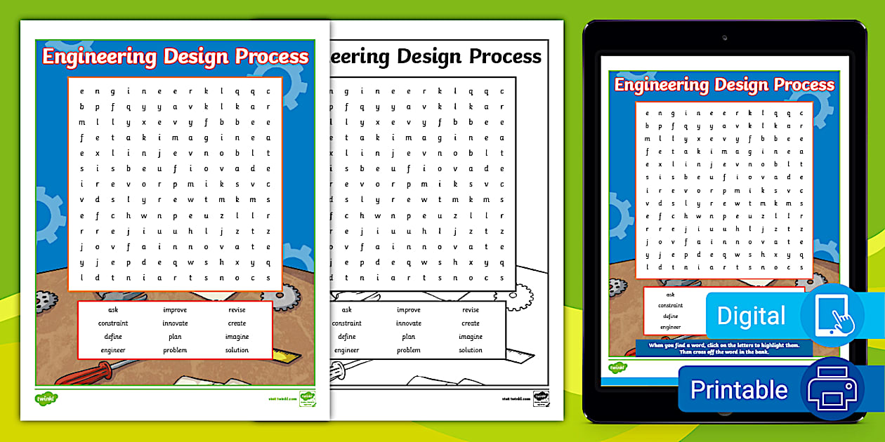 Third Grade Engineering Design Process Word Search - Twinkl