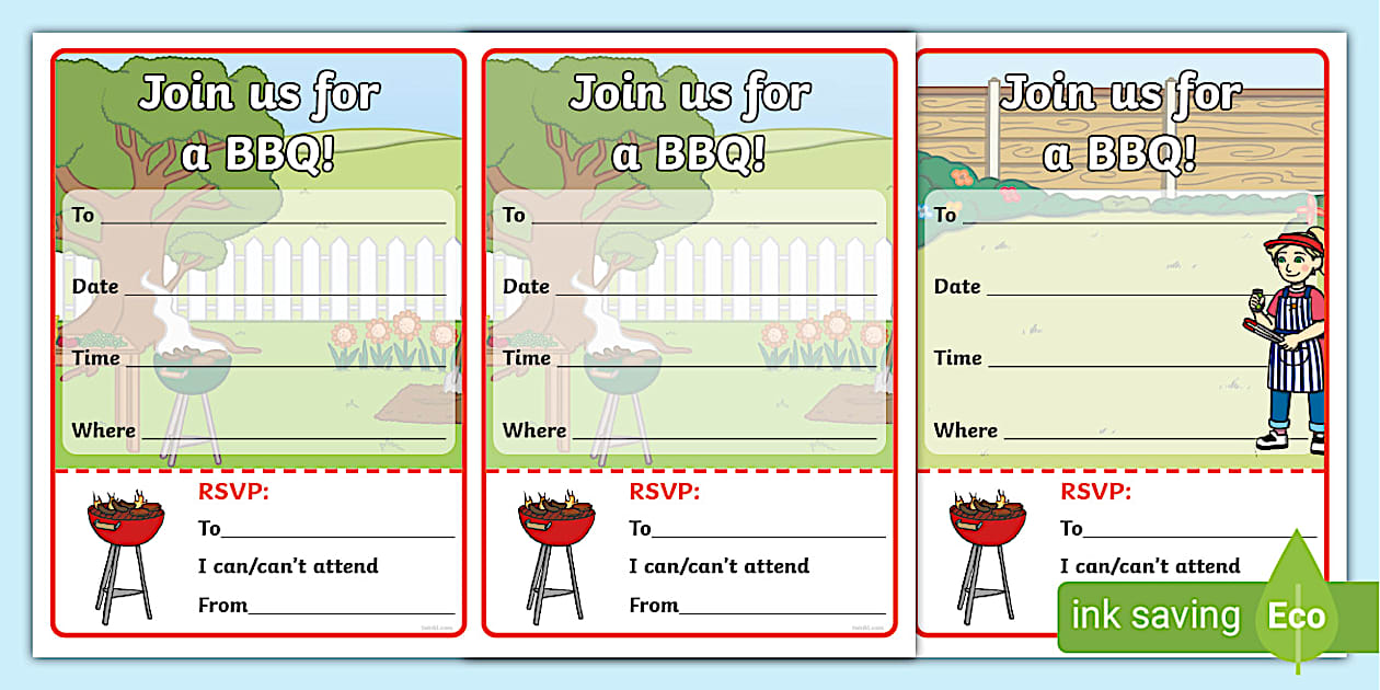 BBQ Invitation Template (Editable) (teacher made) - Twinkl