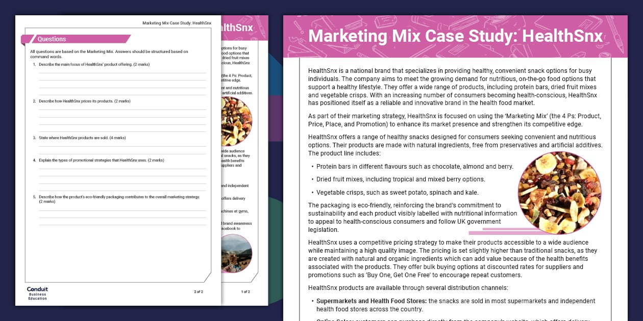 Marketing Mix Case Study: HealthySnx (Teacher-Made) - Twinkl