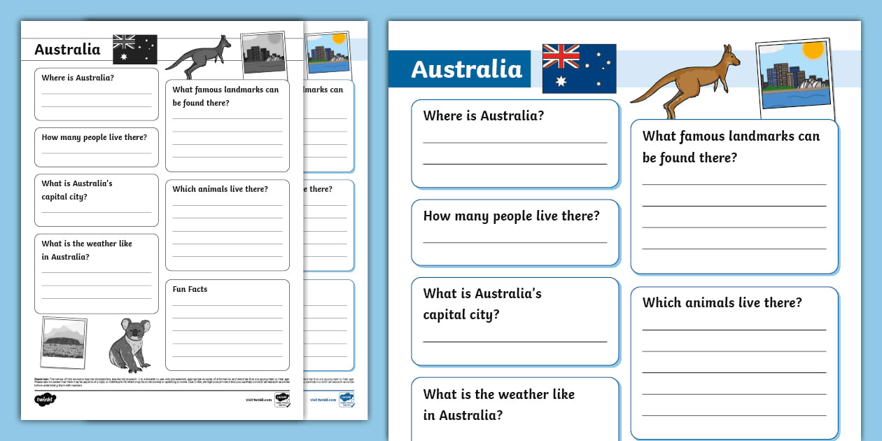 KS1 Australia Fact File Template