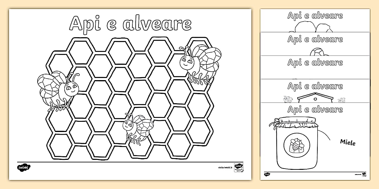 Api e alveare Disegni da colorare (teacher made) - Twinkl