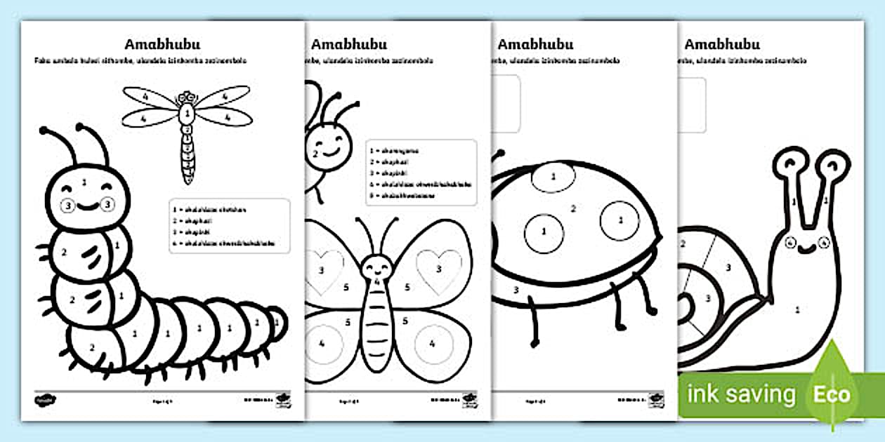 Amabhubu - Colour by Number Bugs. - Twinkl