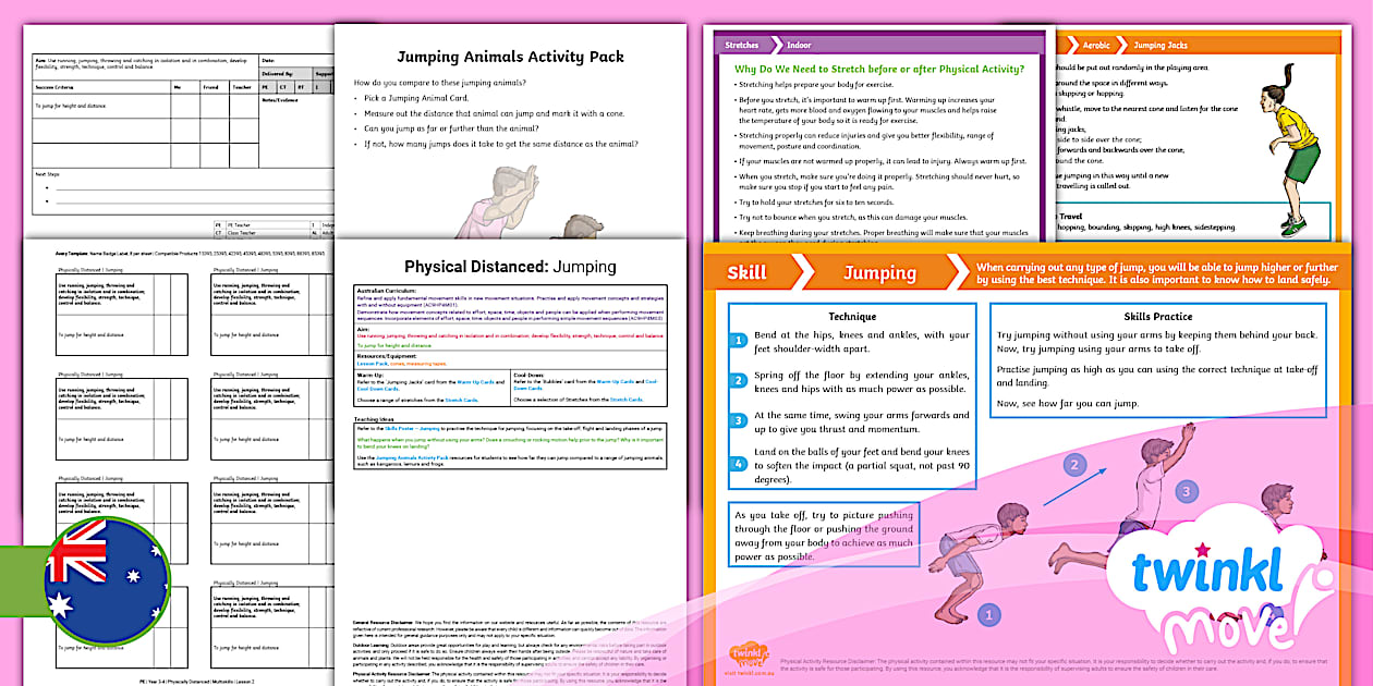 Move PE Years 3-4 Physical Distanced Multiskills Lesson 2: Jumping ...