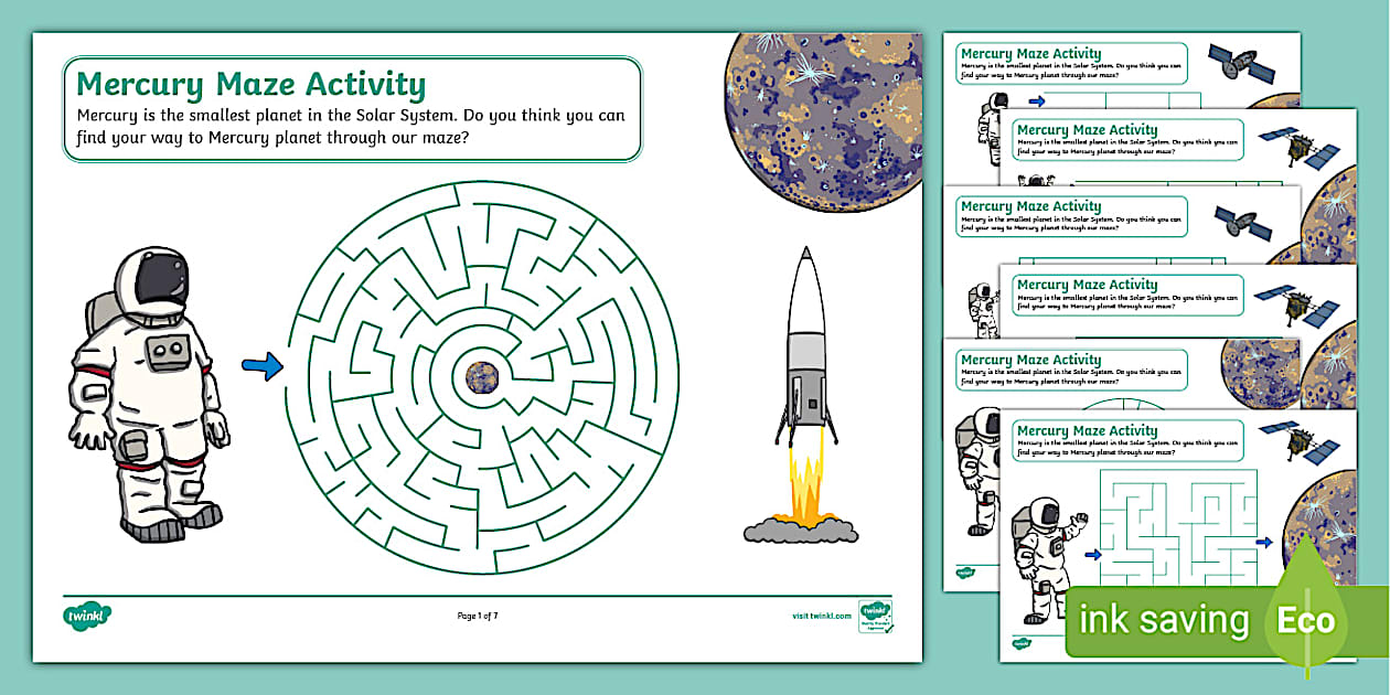 Mercury Maze Activity Worksheets (teacher made) - Twinkl
