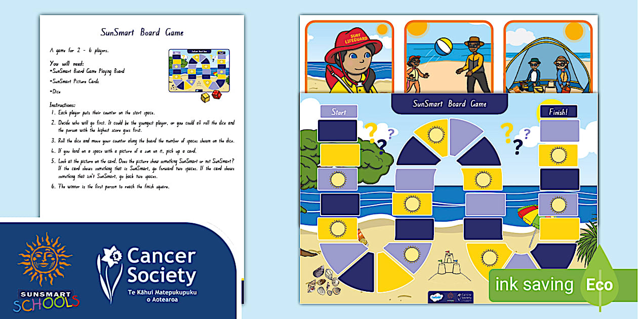 SunSmart Schools Board Game - NZ Sun Safety Game - Twinkl