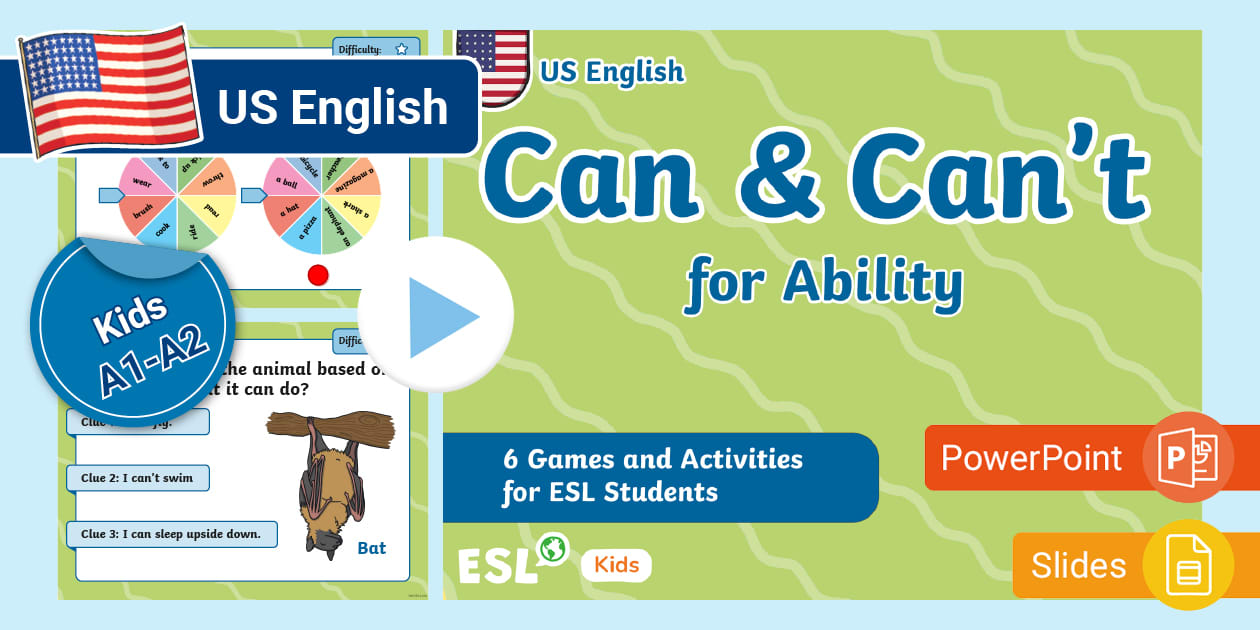 ESL Can and Can't for Ability (UK-English) - Twinkl
