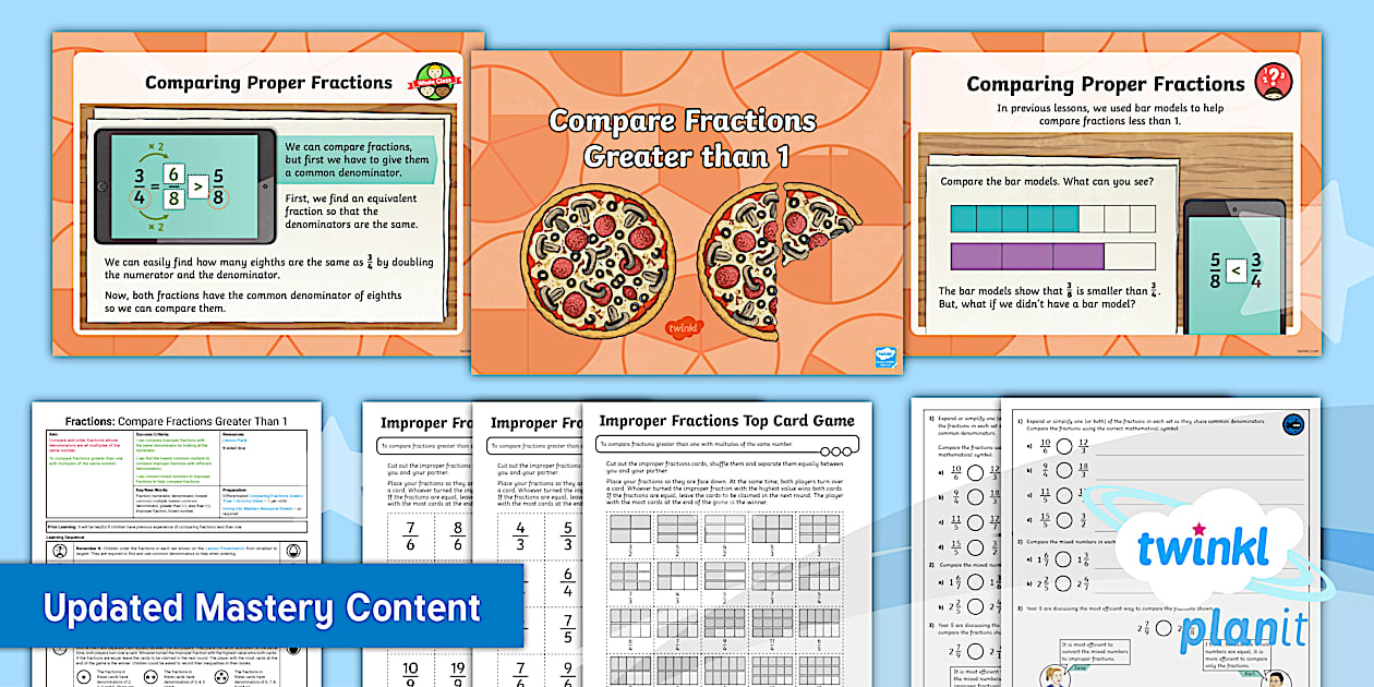 👉 Y5 Compare Fractions Greater Than 1 Planit Maths Lesson 3