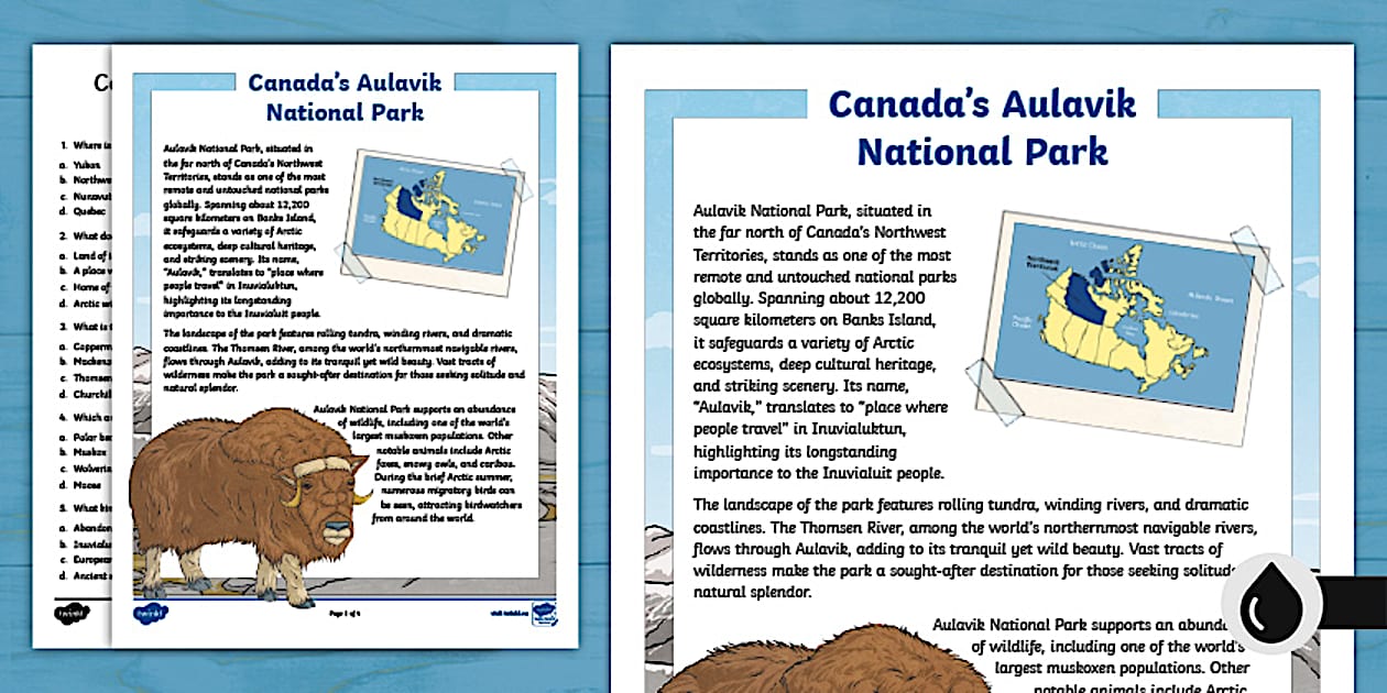 Canada's Aulavik National Park Reading Comprehension