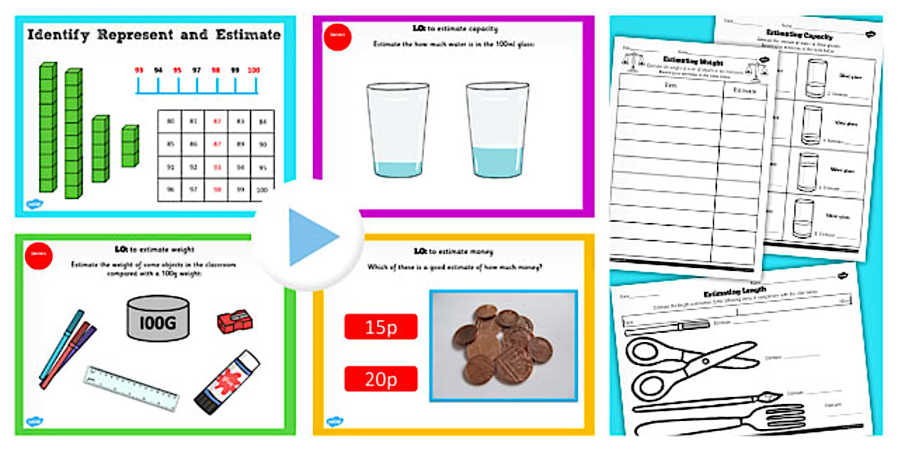Year 2 Maths Estimating Measures Lesson Pack - Twinkl