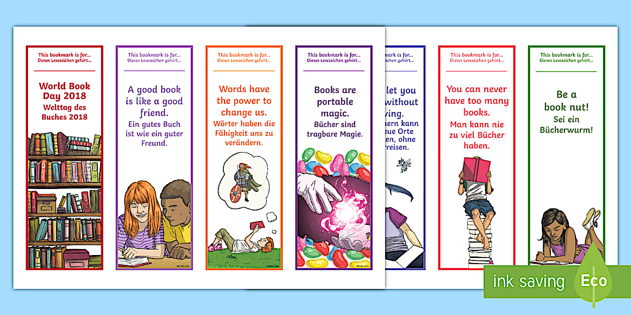 World Book Day Editable Bookmarks English/German - Twinkl