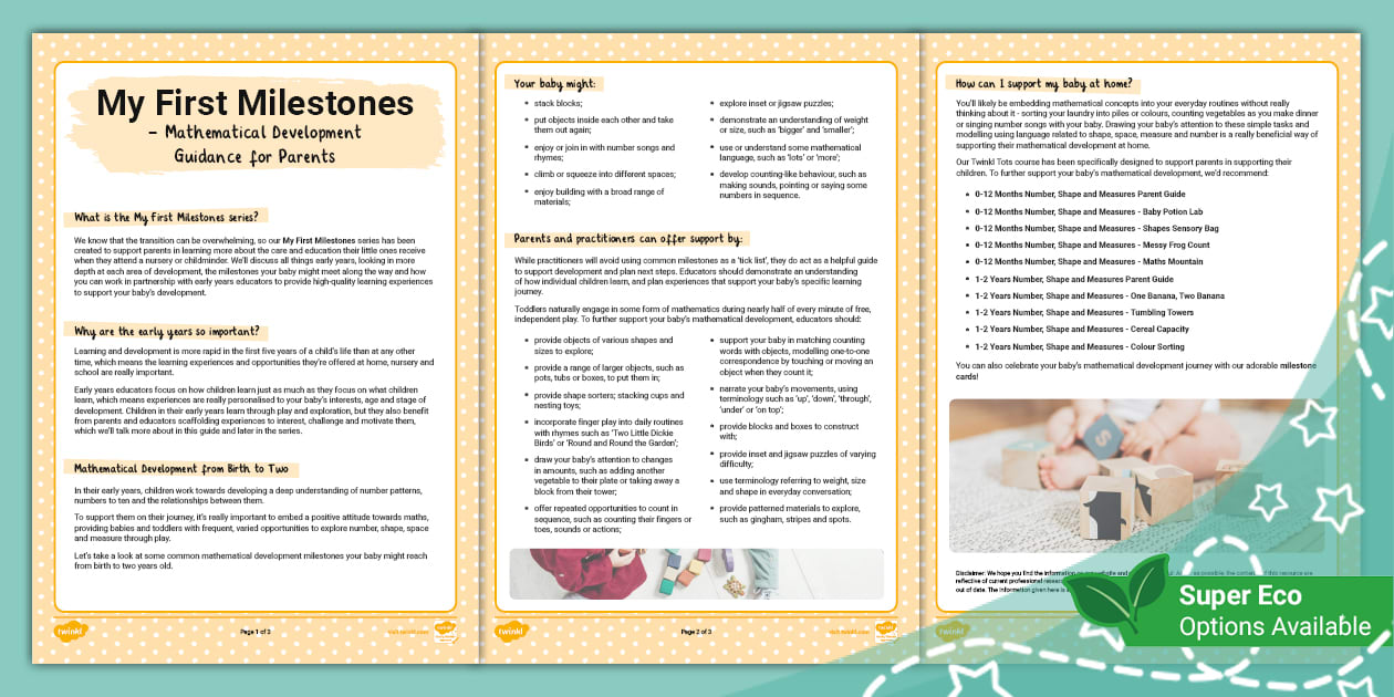 Mathematical Development Milestones Guidance (Teacher-Made)