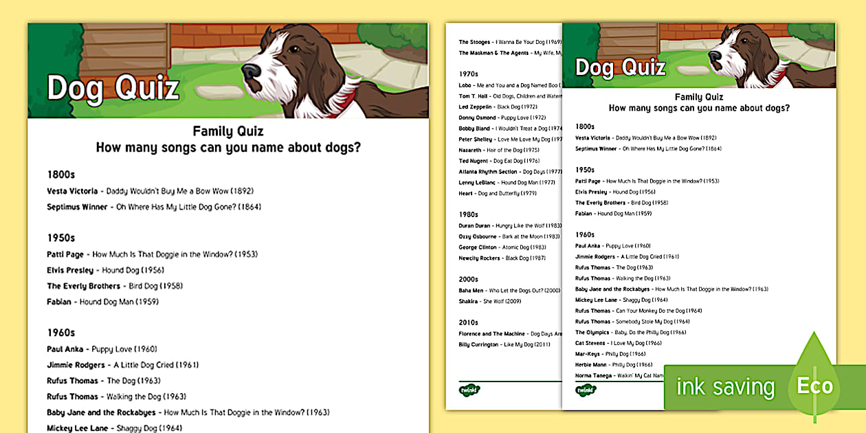 Dog Pop Quiz (teacher made) - Twinkl