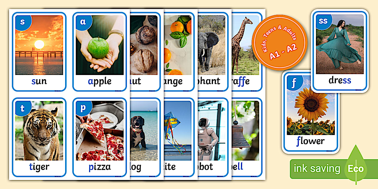 Phase 2 Phonics Flashcards for ESL Students [A1, A2]
