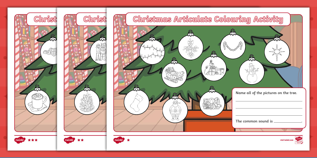 Christmas Articulate Colouring Activity (teacher made)