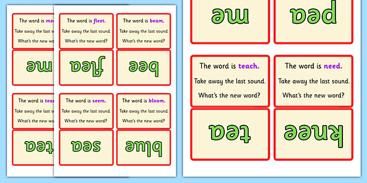 Final Phoneme Deletion Script Cards Set 2 - Twinkl