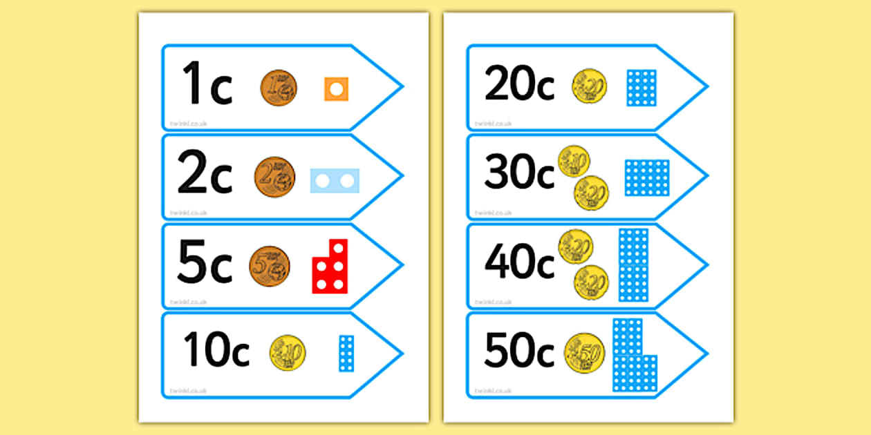 Number Shape Price Labels With Euros (teacher made) - Twinkl