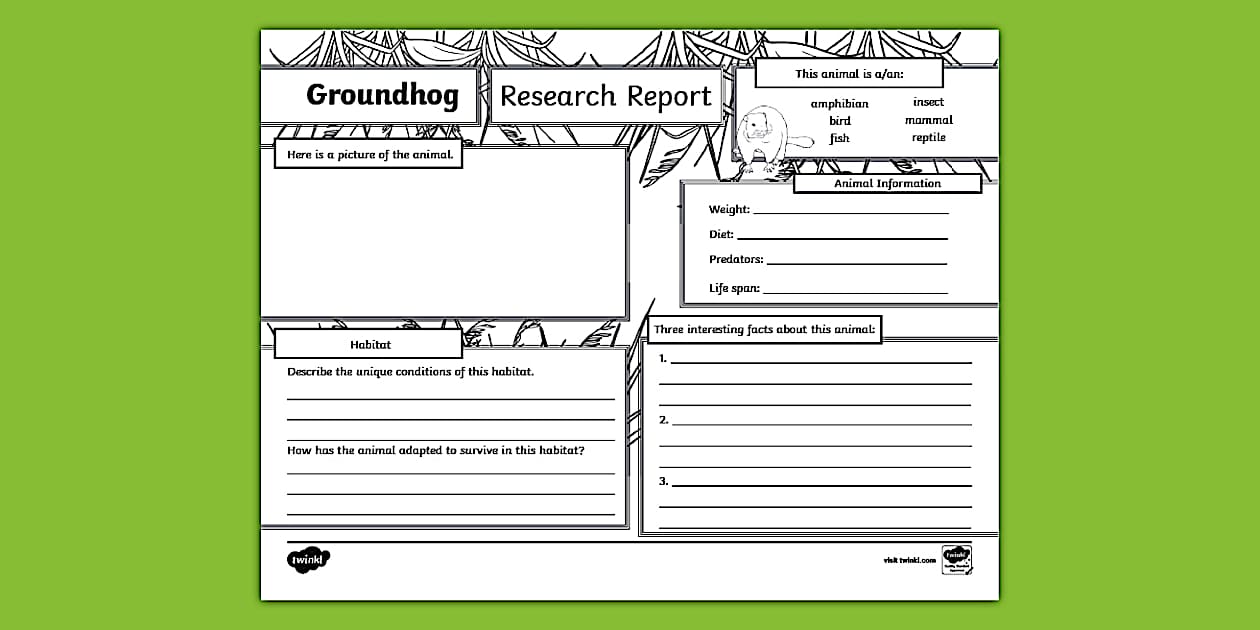 Groundhog Research Report for 3rd-5th Grade (teacher made)