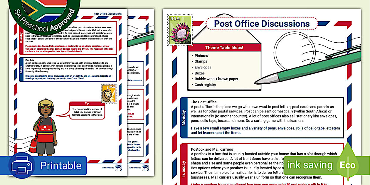 Post Office Discussion Sheet for Teachers (teacher made)