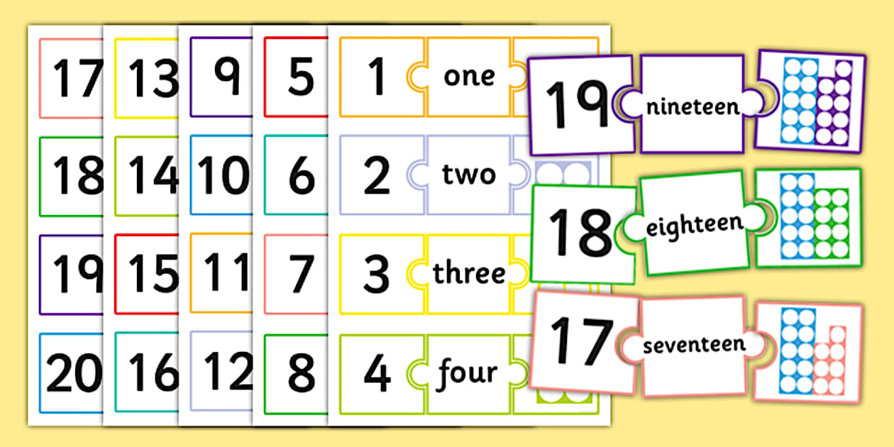 Cursive Number Jigsaws 1-20 (teacher made) - Twinkl