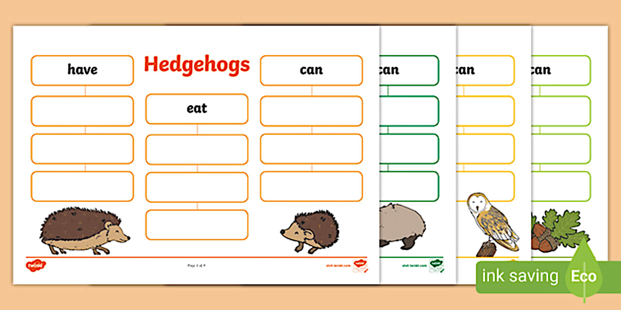 Woodland Animals Have Eat Can Writing Frames