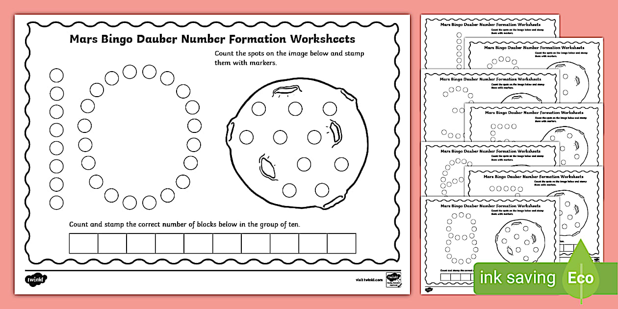 Mars Bingo Dauber Worksheets | Number Formation | Twinkl KS1