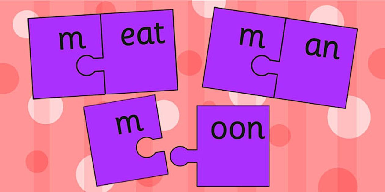 Black and White m And Vowel Production Jigsaw Cut Outs