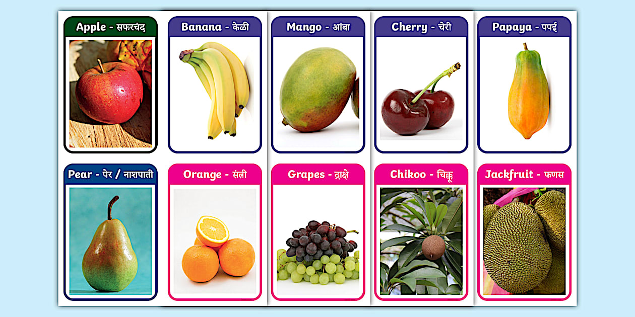Fruit Flash Cards English/Marathi I फ़लांची नावं