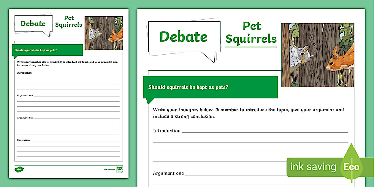 Pet Squirrels Debate Writing Frame (professor feito)