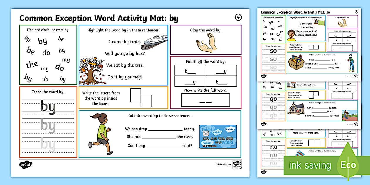 Year 1 Common Exception Word Activity Mat Pack 4 - Twinkl