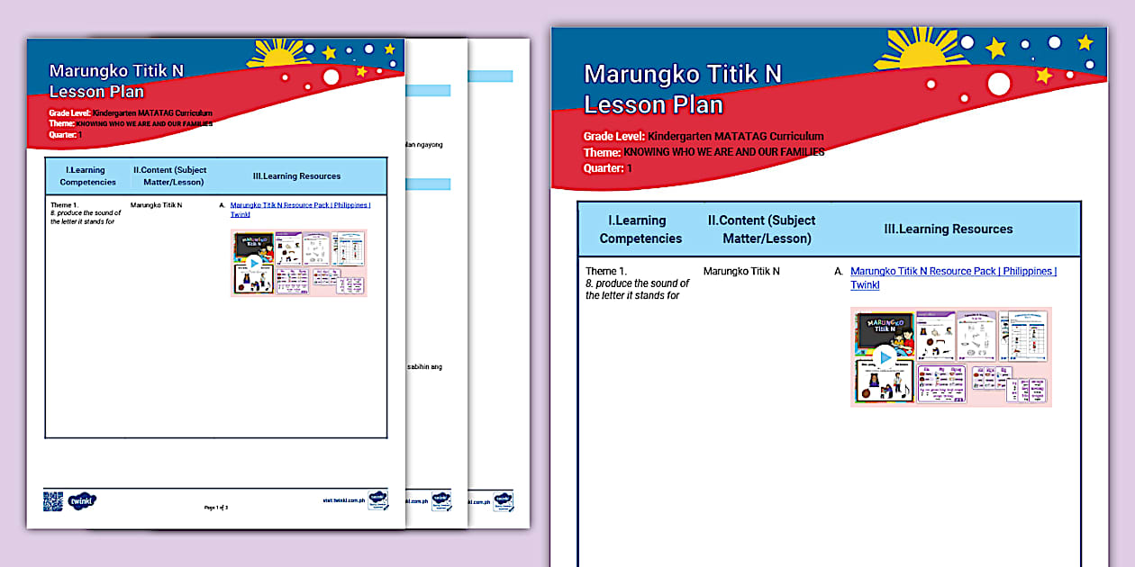 Marungko Titik N Lesson Plan | Philippines | Twinkl - Twinkl