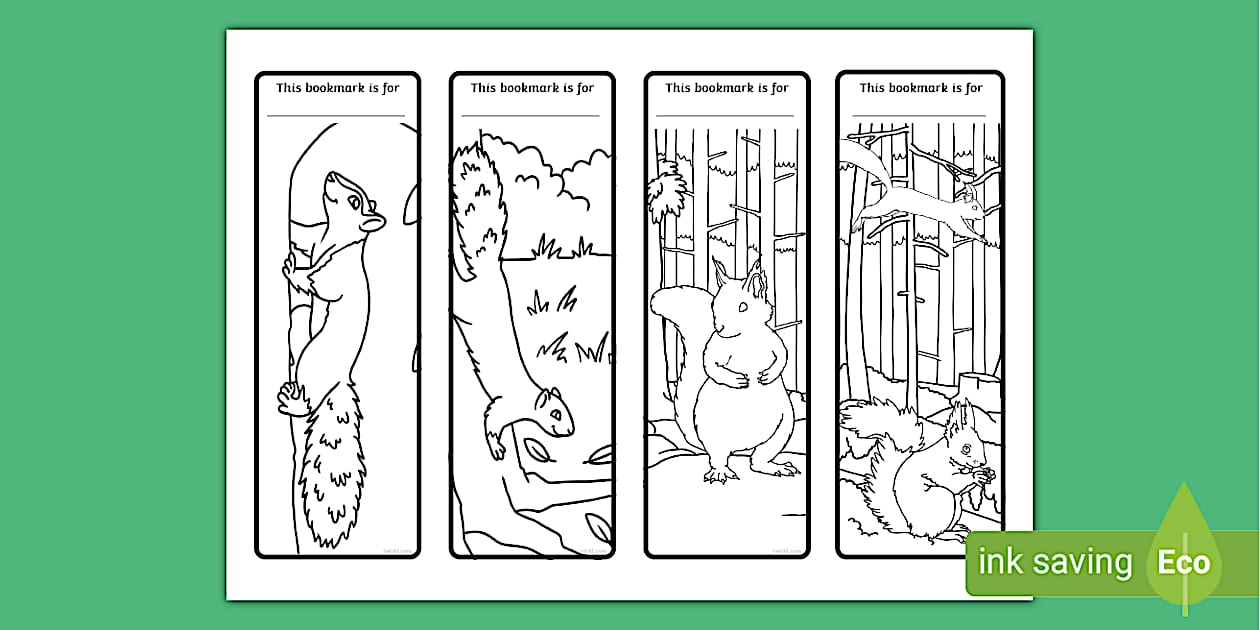 Squirrel Bookmarks to Colour | Twinkl Bookmarks to Colour