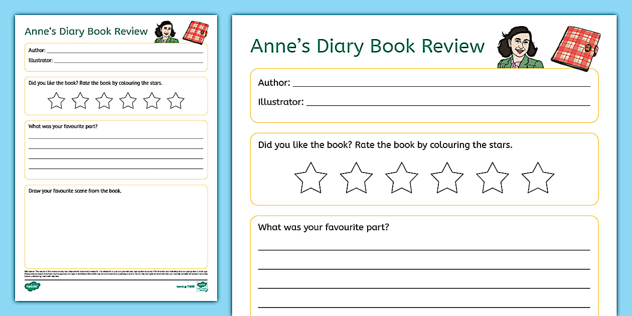 Anne Frank's Diary Book Review (teacher made) - Twinkl