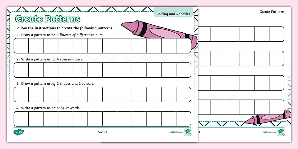 Create a Pattern Following Specific Criteria (teacher made)