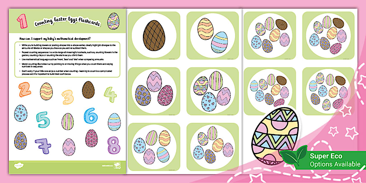 Counting Easter Eggs Flashcards - Twinkl