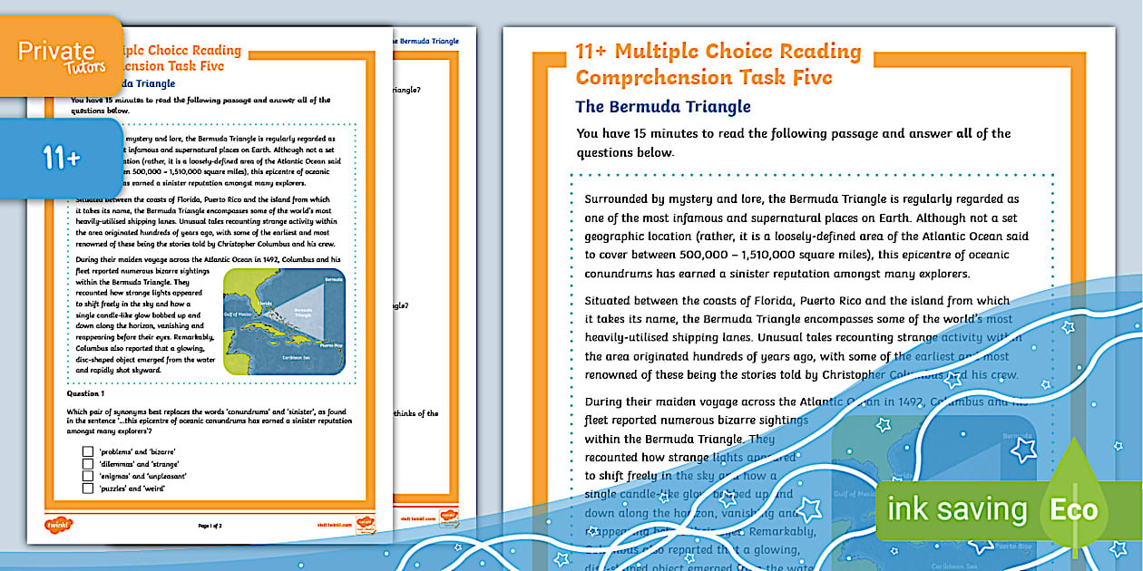 Task 5 11+ Multiple Choice Reading Comprehension - Twinkl