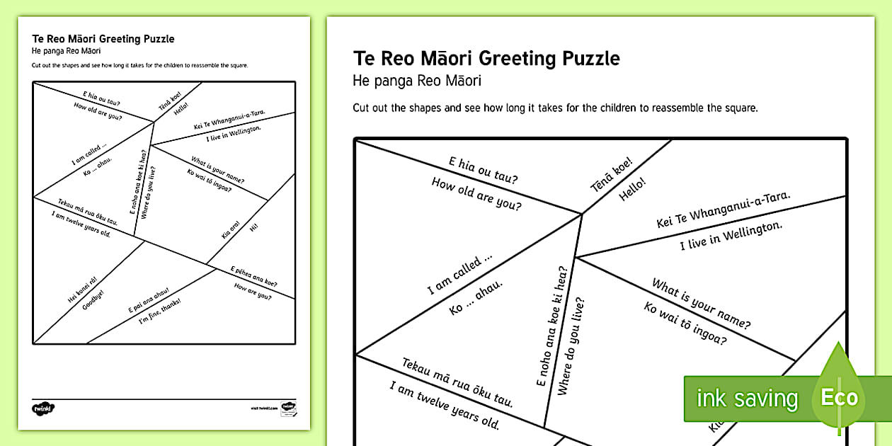 Te Reo Māori Greetings Worksheet: Bilingual Puzzle for Kids!
