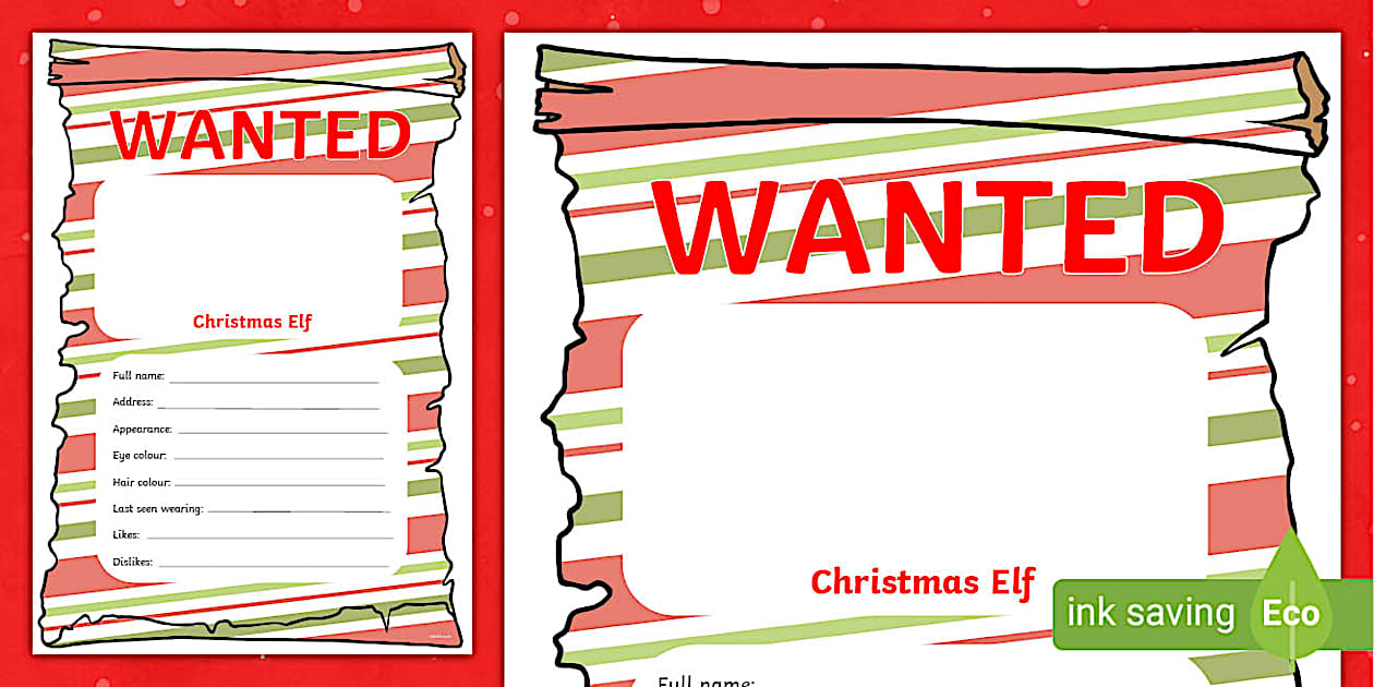 The Christmas Elf Editable Wanted Poster Template - Twinkl