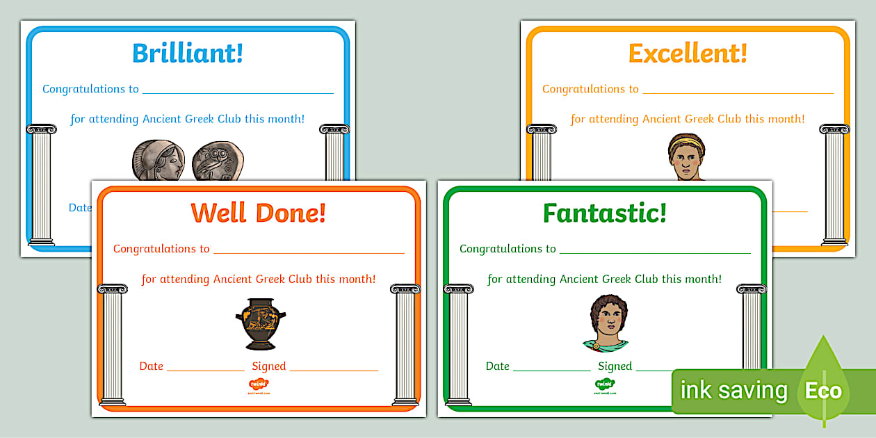 Ancient Greek Club Certificates (teacher made) - Twinkl
