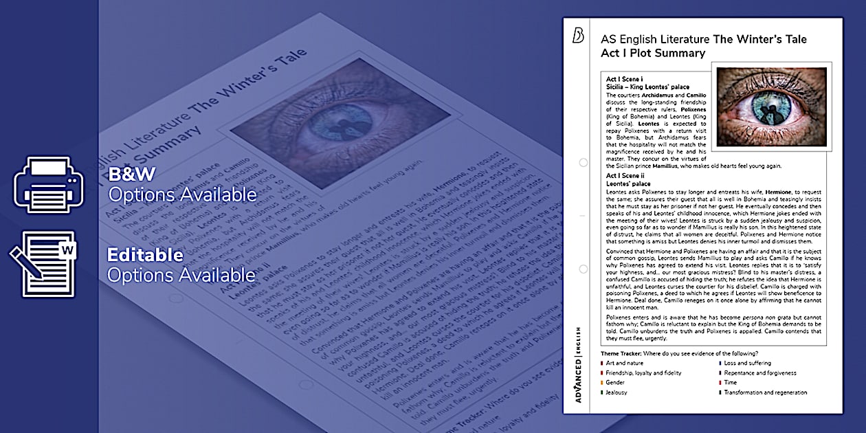 The Winter's Tale: Act I Summary (Teacher-Made) - Twinkl