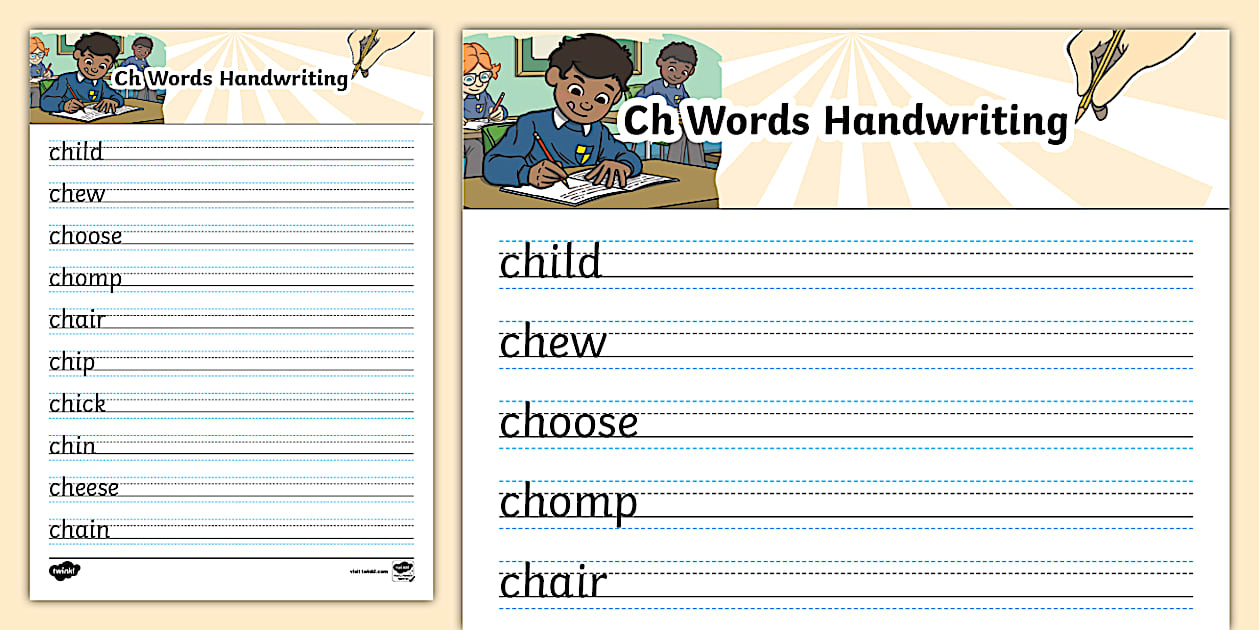 Ch Words Handwriting Practice Worksheet (creat de profesori)