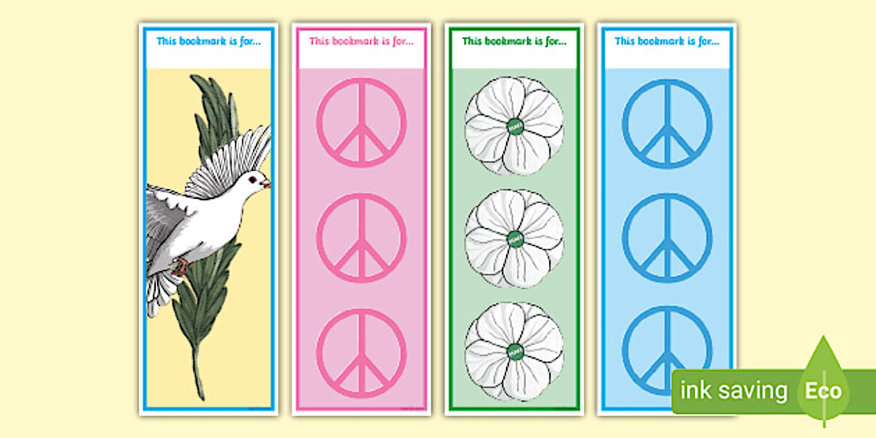 Peace Bookmarks | Peace Symbols | International Peace Day