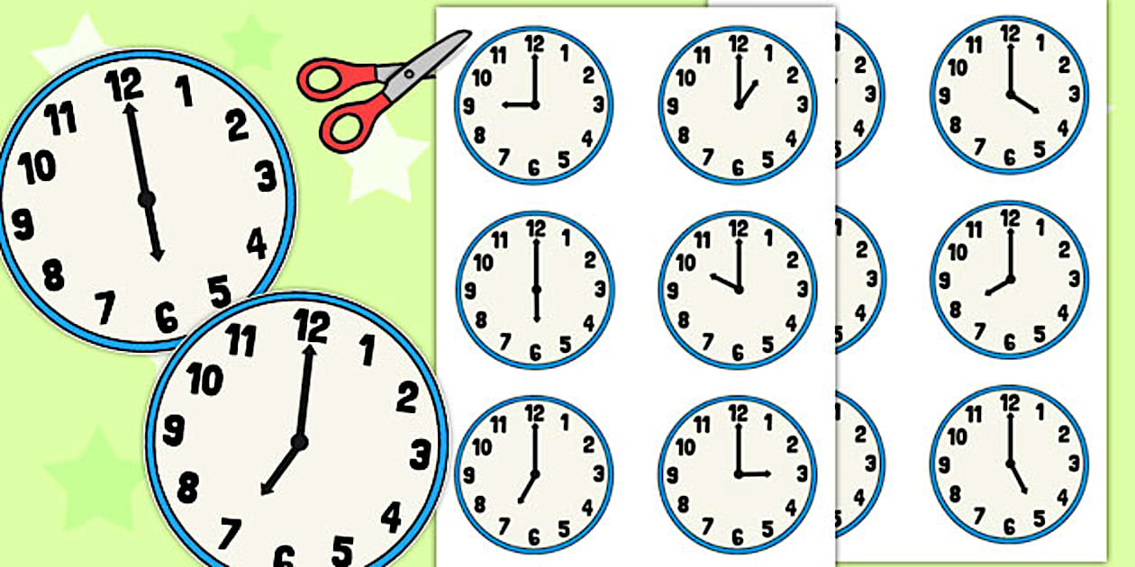 Black and White Correct Order Cut Out Clock Faces - Twinkl