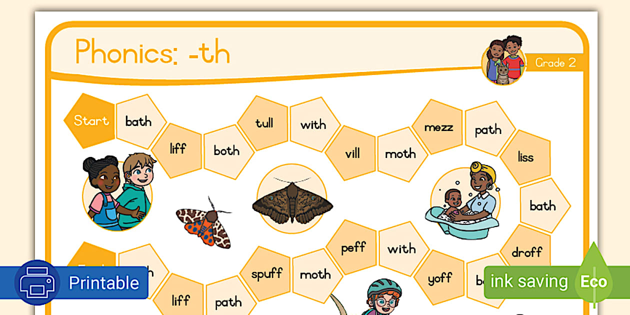 Grade 2 Phonics: -th Printable Game (teacher made) - Twinkl