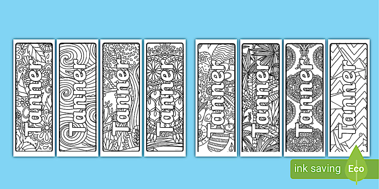 Tanner Mindfulness Name Colouring Bookmarks | Twinkl | KS1