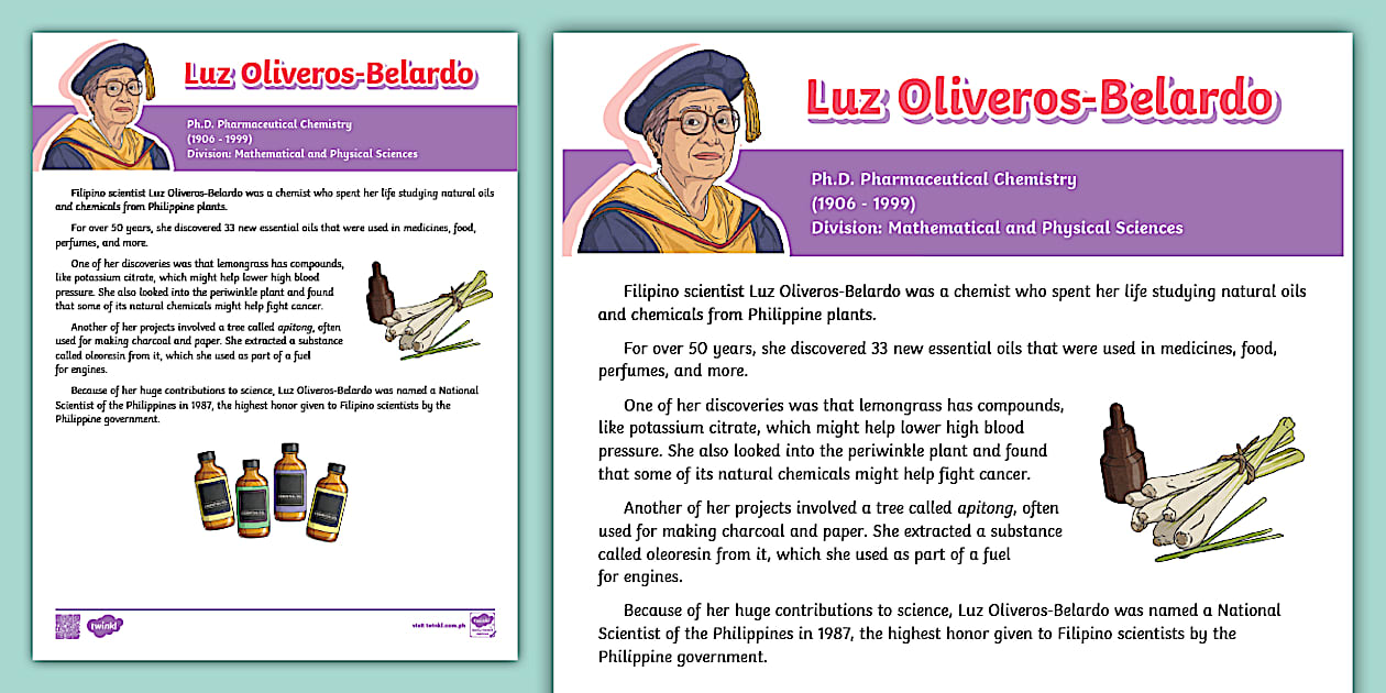 Luz Oliveros-Belardo Fact File | Grades 2 - 6 | Twinkl