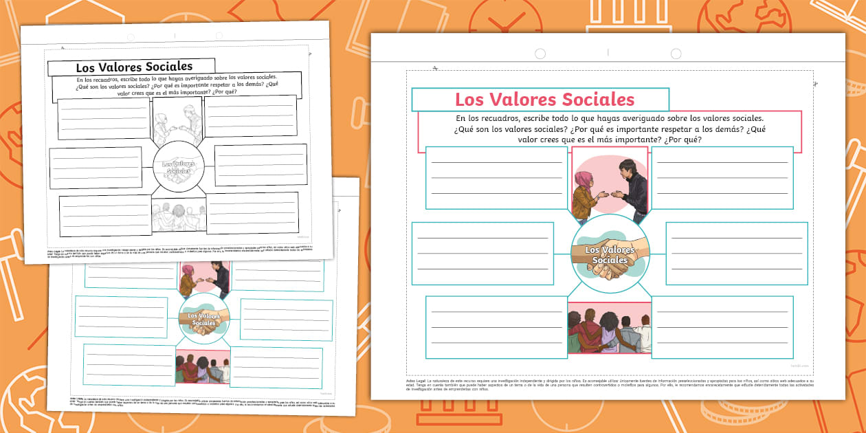 Mapa conceptual: Los Valores Sociales (teacher made)