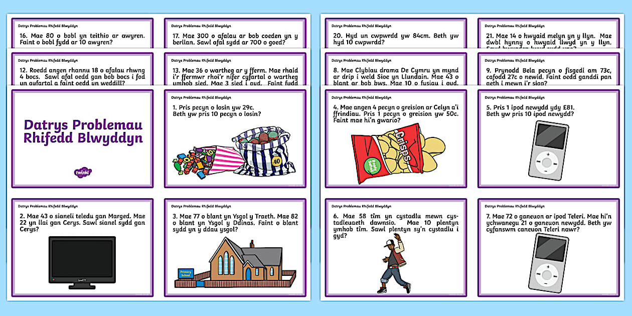 Datrys Problemau Rhifedd Blwyddyn 3 (teacher made) - Twinkl